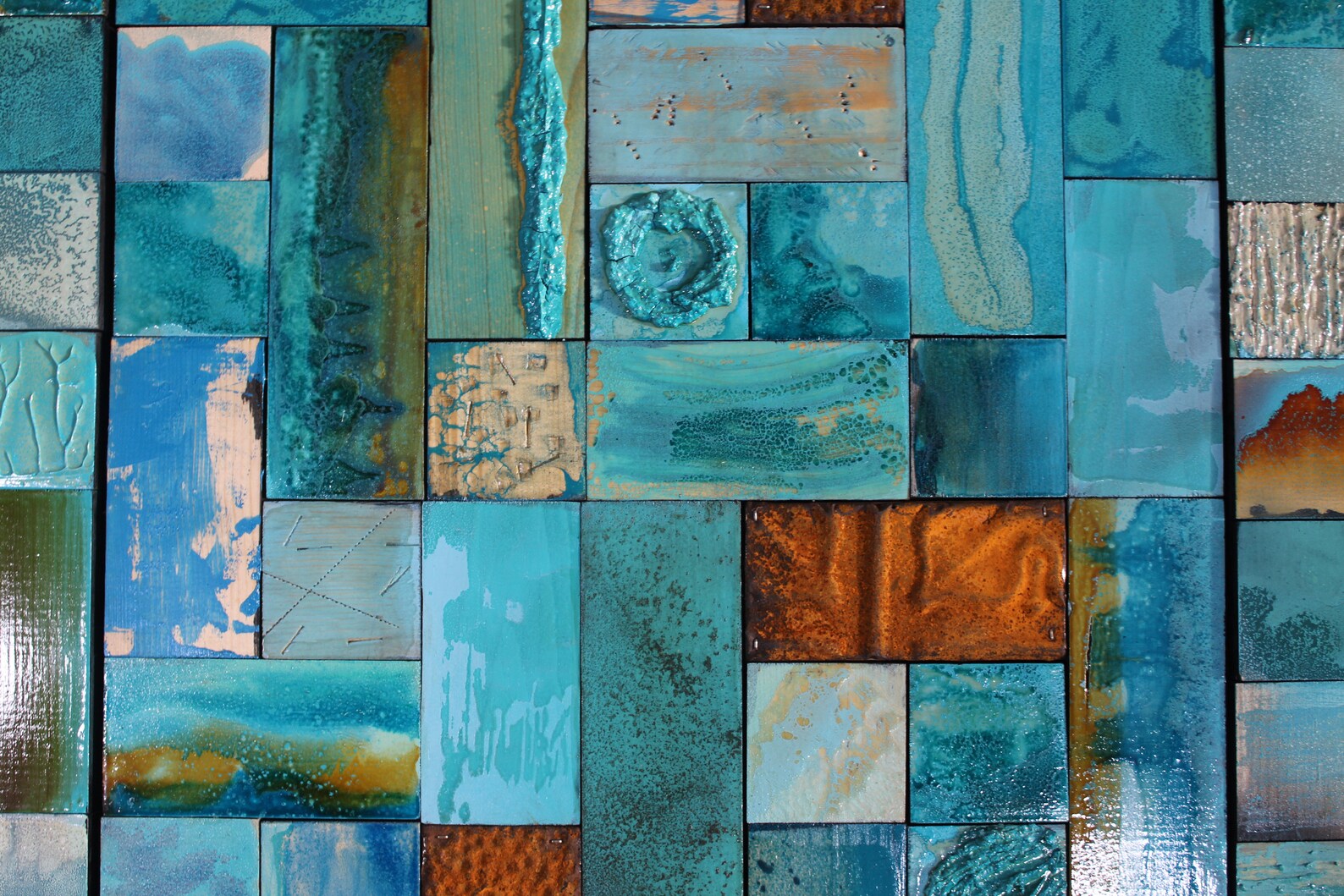 True Turquoise 3 Midcentury Santa Fe Design Wood Metal Large Wall ...