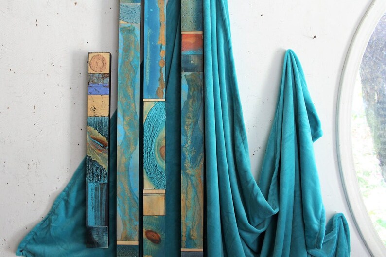 Large Wall Abstract Organic Color Textural Turquoise Collage | Etsy