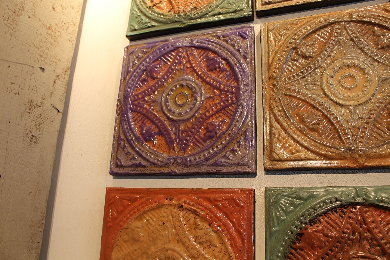 Mothers Day Wedding Pastels 12 in Vintage Tin Tiles Framed in | Etsy