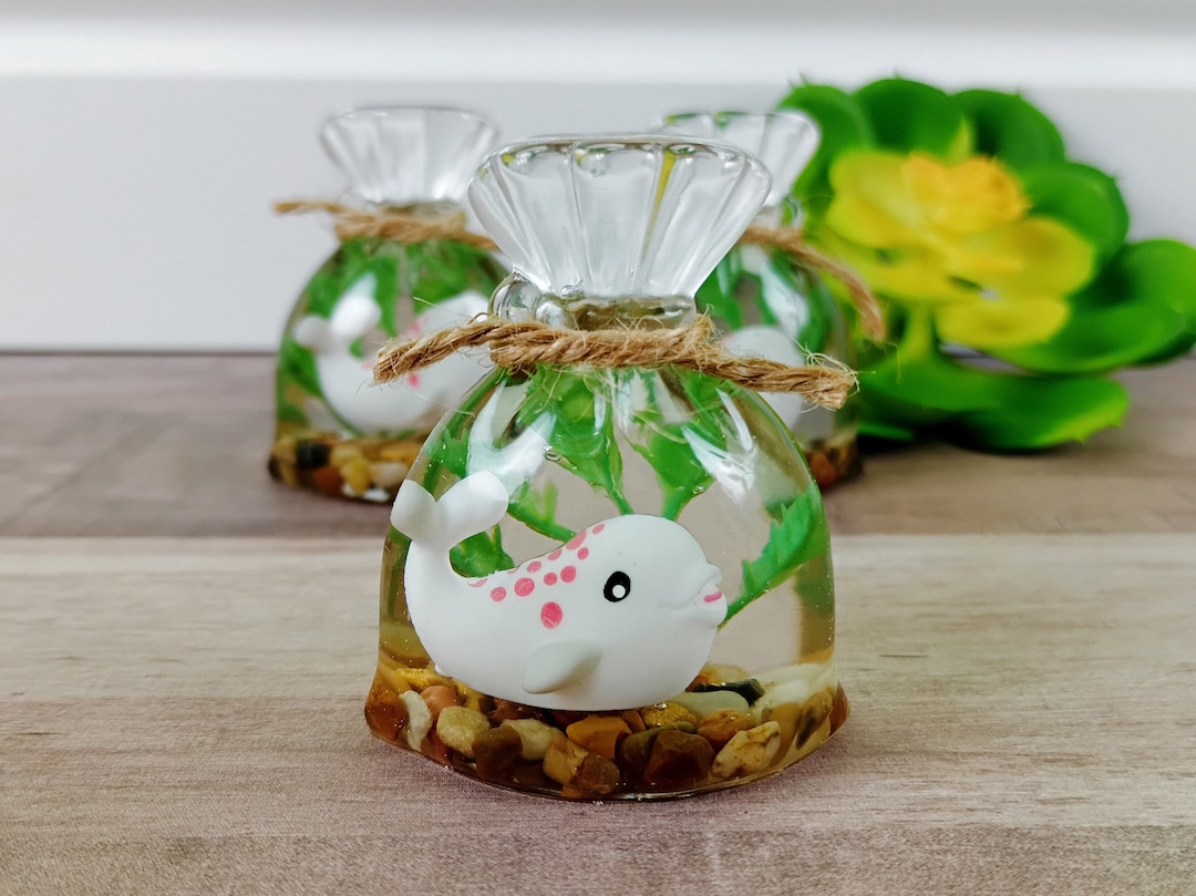 Tiny Bagged Whale Resin Figurine | Kawaii Paperweight | Cute Desk Decor ...