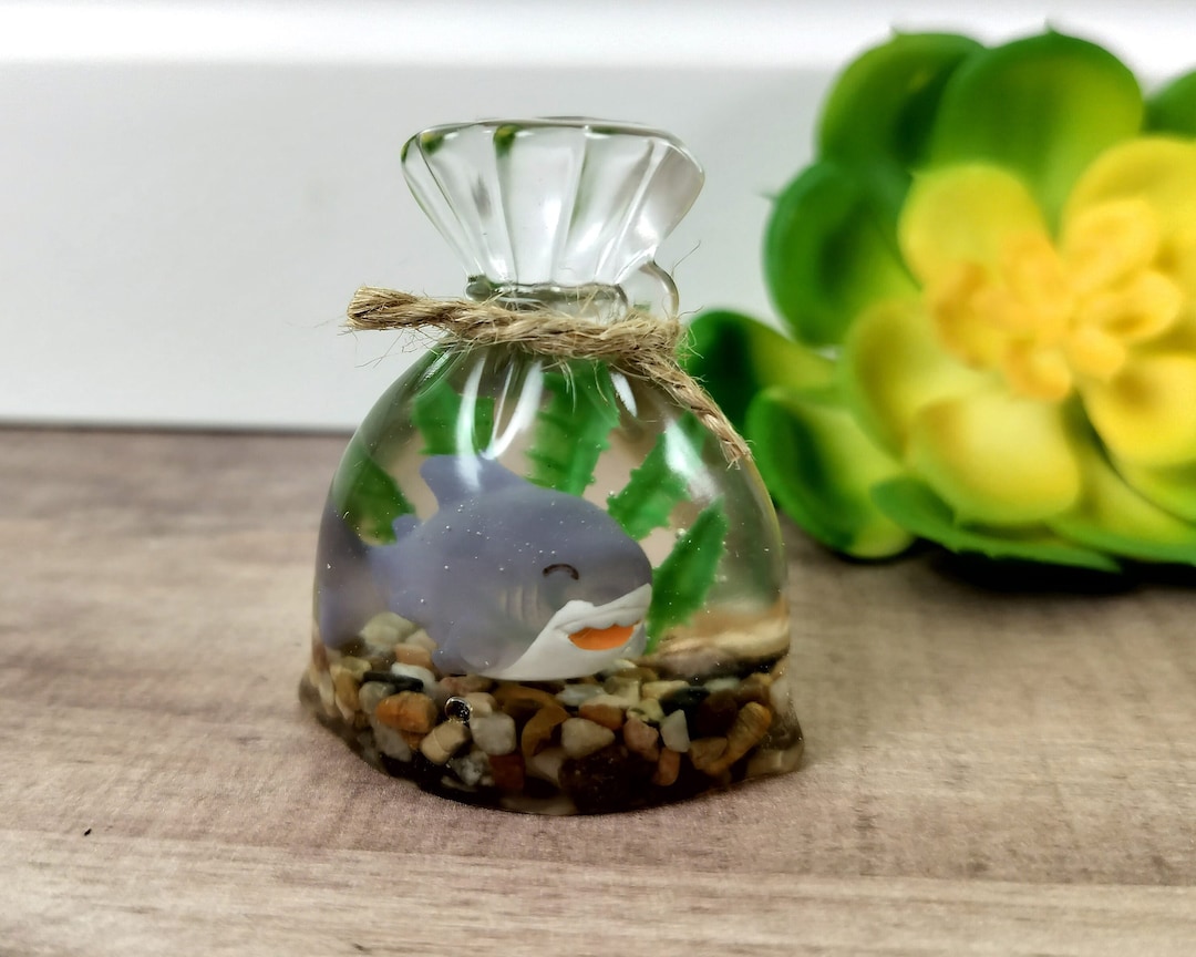 Tiny Bagged Shark Resin Figurine | Kawaii Paperweight | Cute Desk Decor ...
