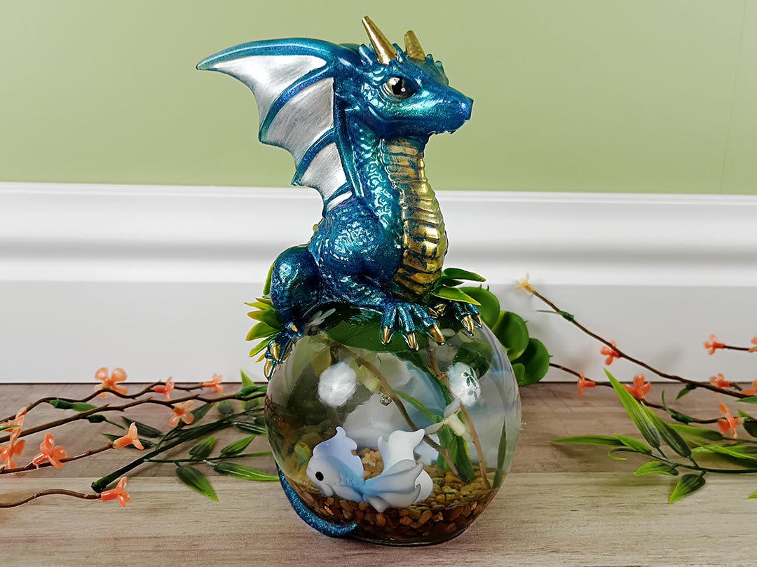 Large Dragon on an Orb Resin Statue | Dungeons and Dragons | Cute Desk ...