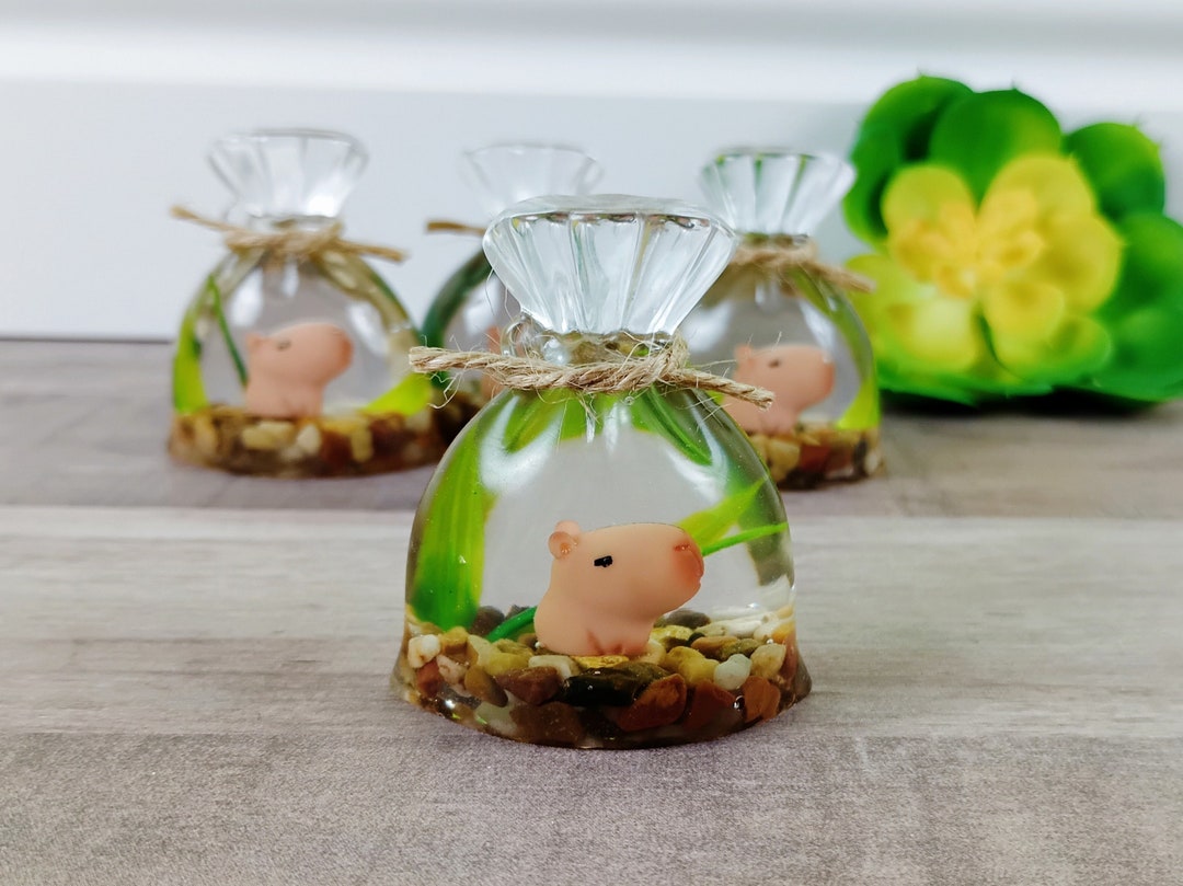 Tiny Handmade Resin Bagged Capybara Figurine | Kawaii Paperweight ...