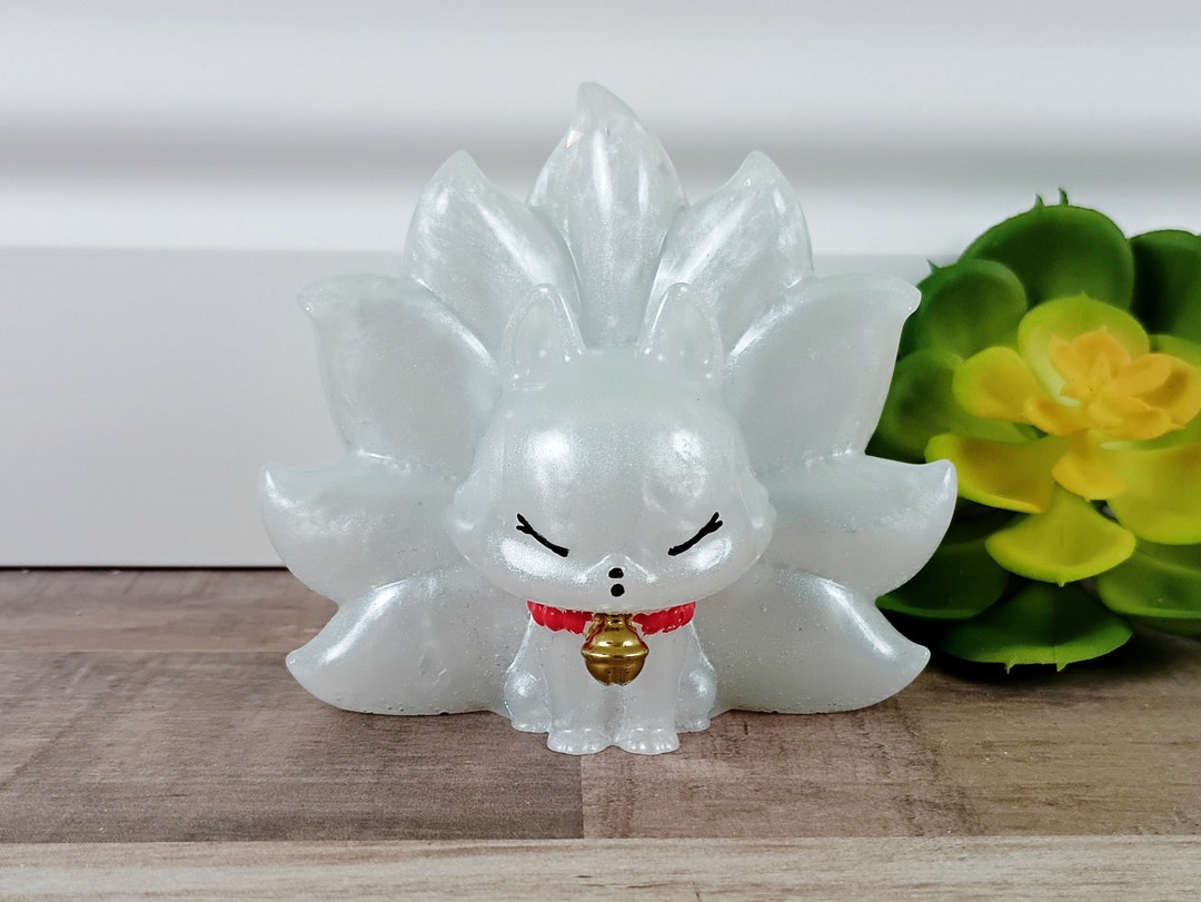 White Resin Fox Figurine | Kawaii Paperweight | Cute Desk Decor | Cute ...