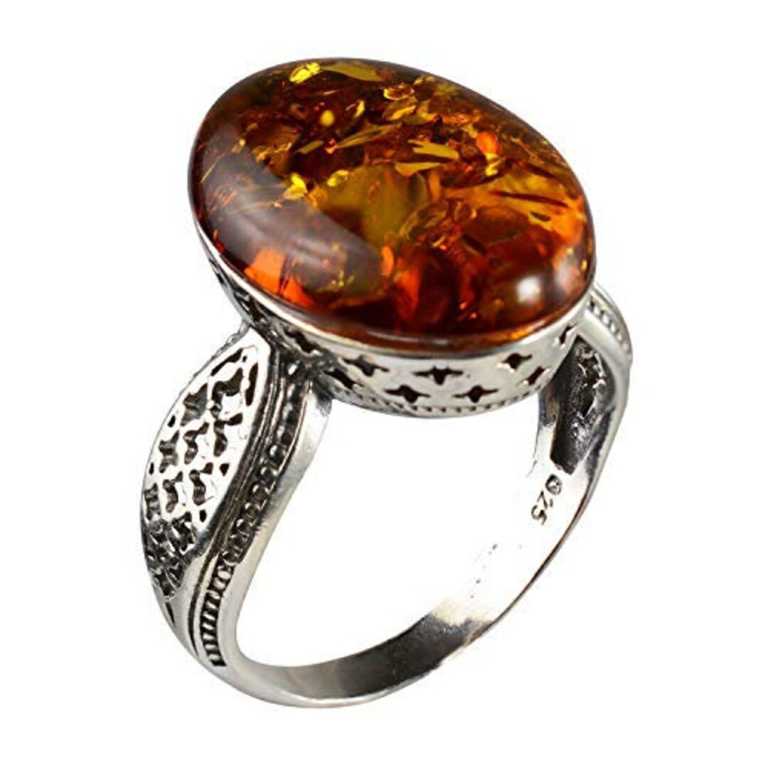 Amber Ring, Sterling Silver Amber Ring, Women Jewelry, Baltic Amber ...