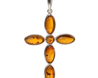 Amber Cross Pendant - Etsy
