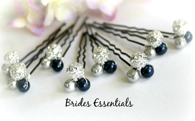 Set of 8 Hair Pins Something Blue Bridal Hair Pins Wedding - Etsy