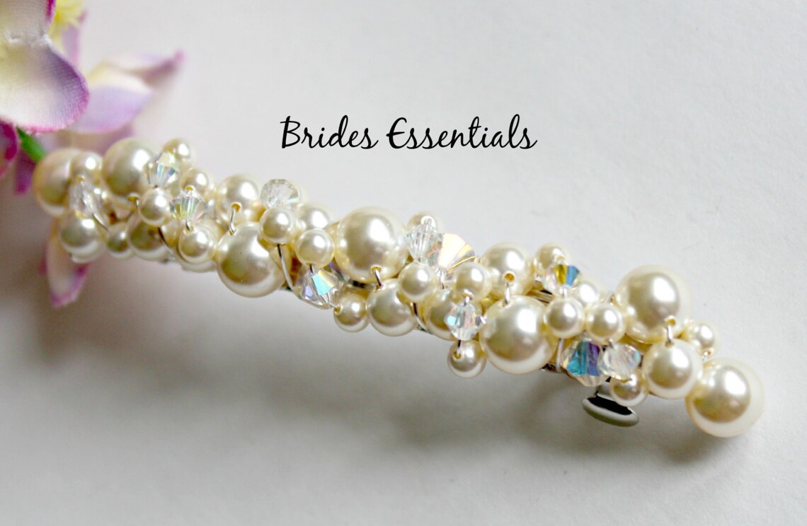 Beaded Pearl Barette Bridal Barrette Wedding Barrette Pearl - Etsy