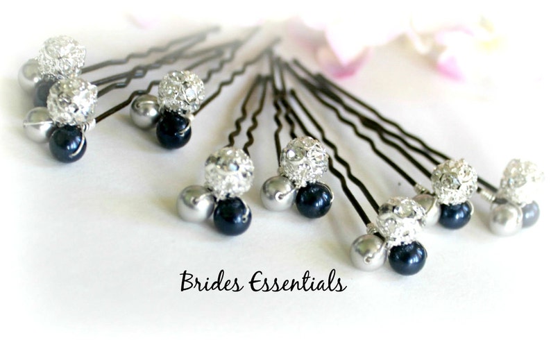Set of 8 Hair Pins Something Blue Bridal Hair Pins Wedding - Etsy