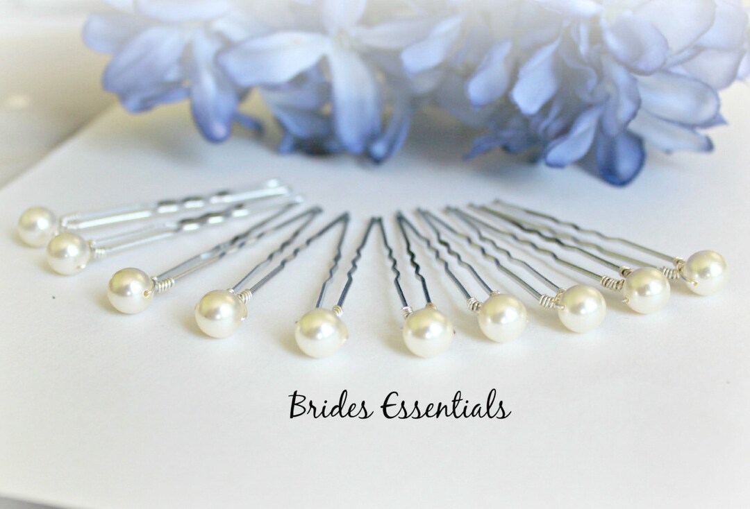 Conjunto de 10 alfileres, alfileres de pelo de marfil blanco, alfileres ...