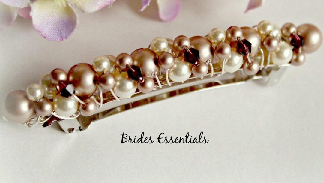 Wedding Barrette, Pearl Hair Accessories, Beaded Pearl Barette, Bridal ...