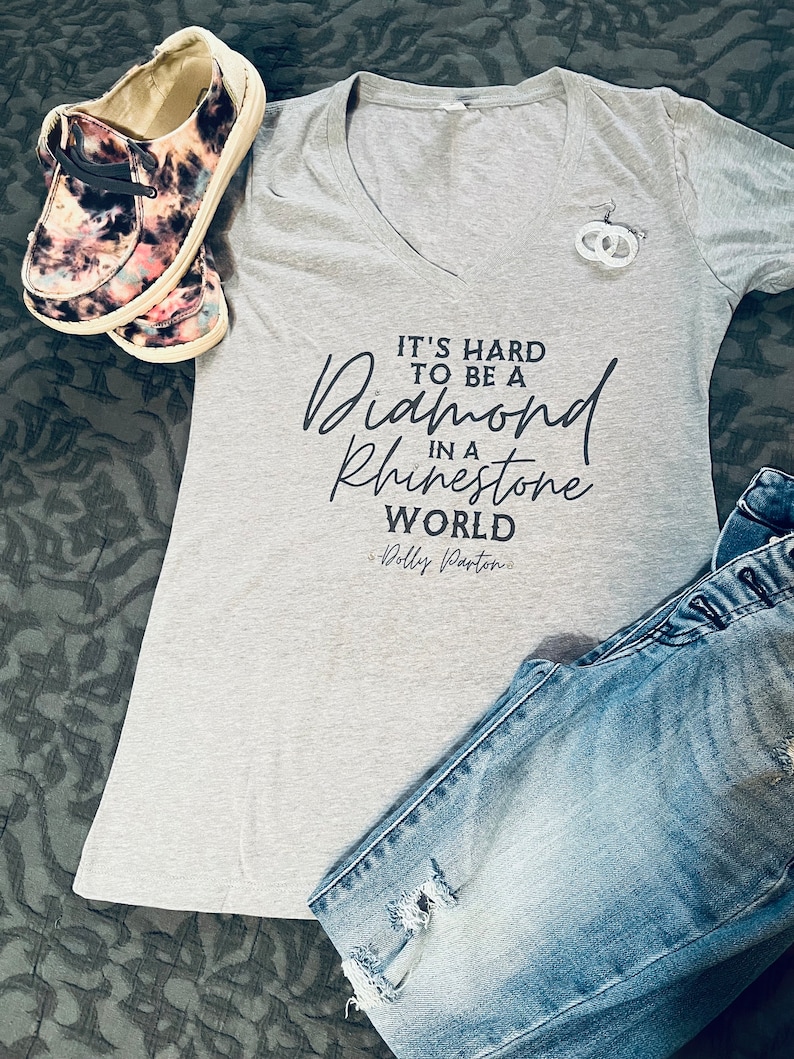 It’s Hard to Be a Diamond in a Rhinestone World Dolly Parton V-neck Top ...