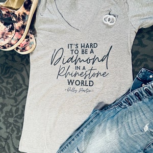 It’s Hard to Be a Diamond in a Rhinestone World Dolly Parton V-neck Top ...