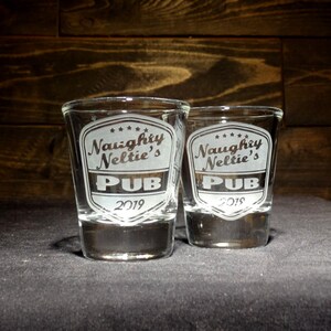 Custom Shot Glass With Retro Pub Label Design, Personalized Whiskey ...