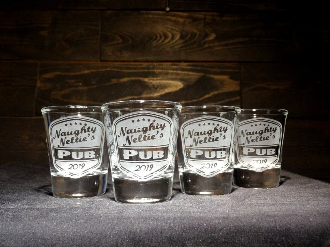 Custom Shot Glass With Retro Pub Label Design Personalized | Etsy