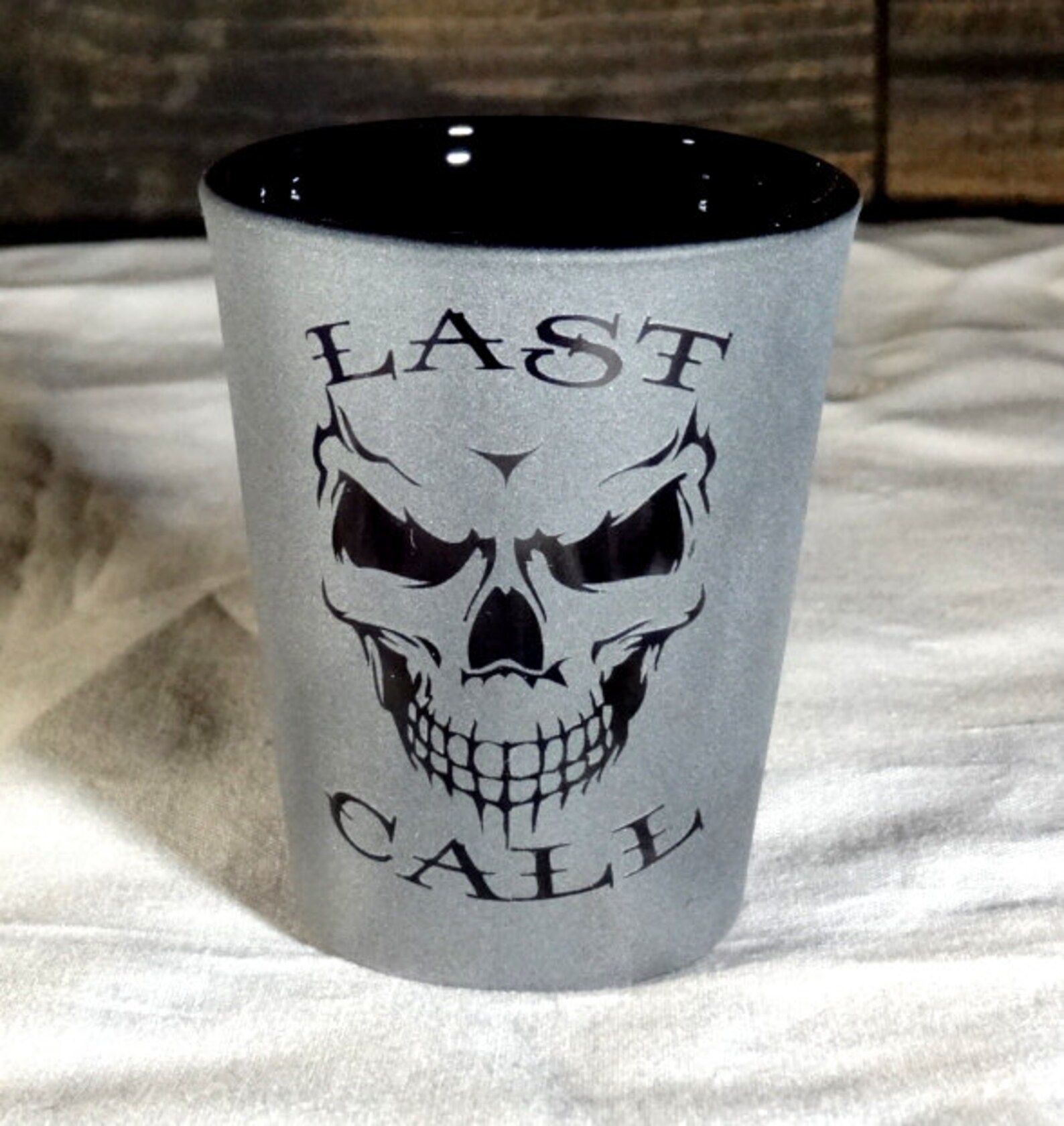 Last Call Skull Etched Shot Glass Blackout Glassware Unique - Etsy