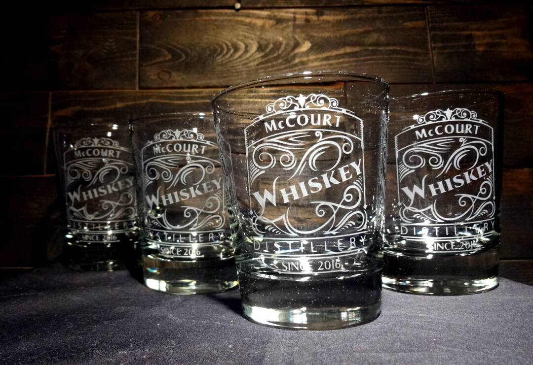 Personalized Rocks Glasses Etched Scroll Whiskey Distillery - Etsy