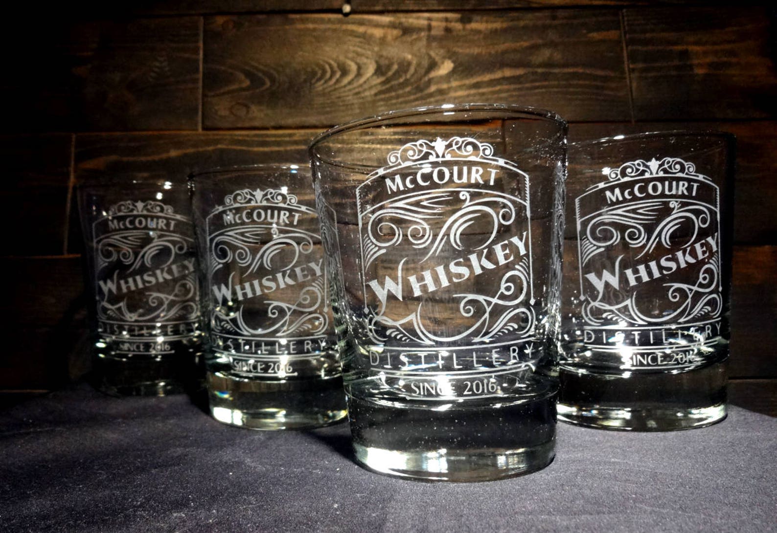 Personalized Rocks Glasses Etched Scroll Whiskey Distillery - Etsy