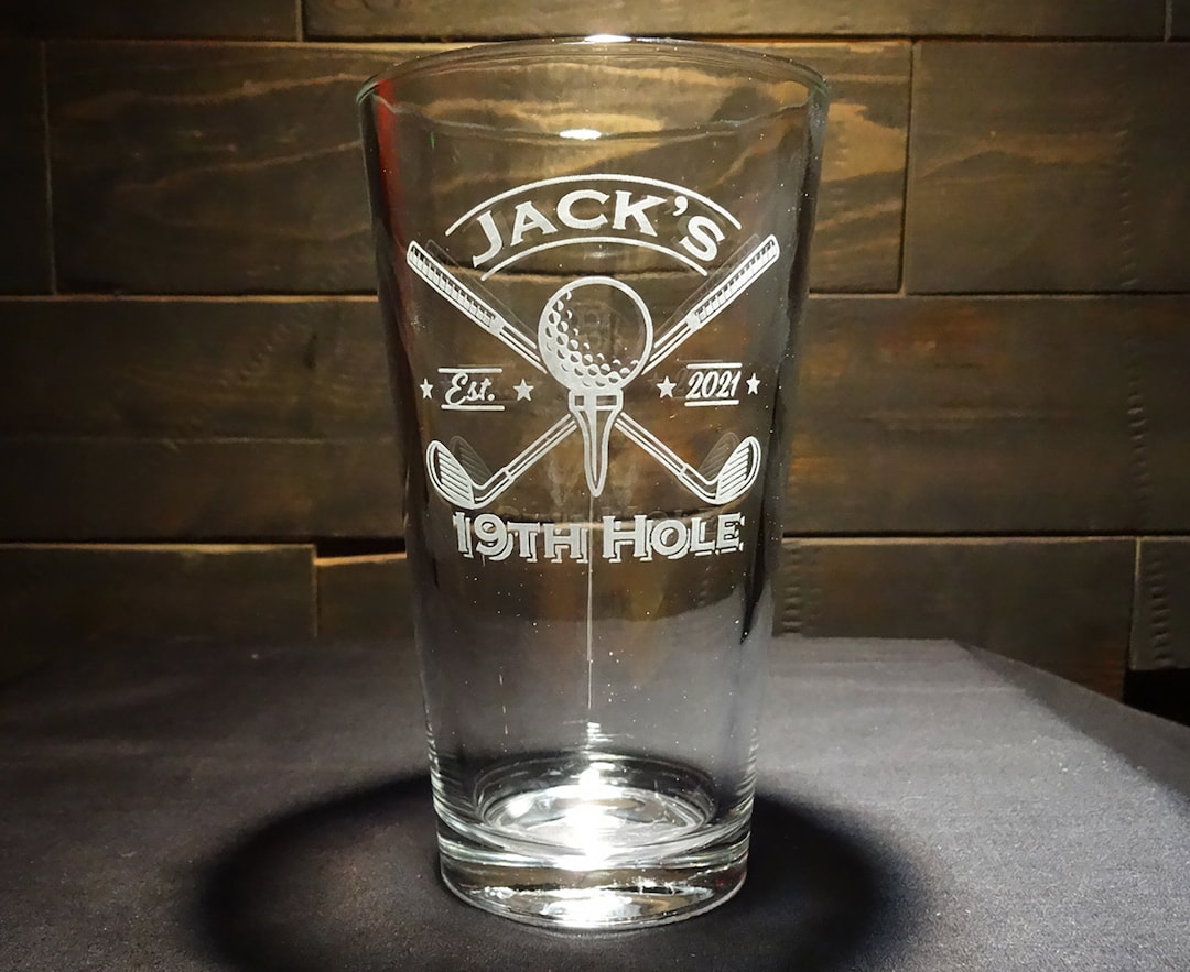Custom Golf Design Etched Pint Glass, Personalized 19th Hole - Etsy