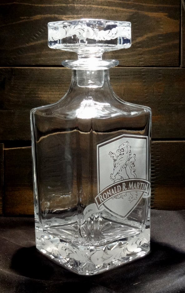 Heraldic Lion Personalized Etched Crystal Decanter 750ml | Etsy