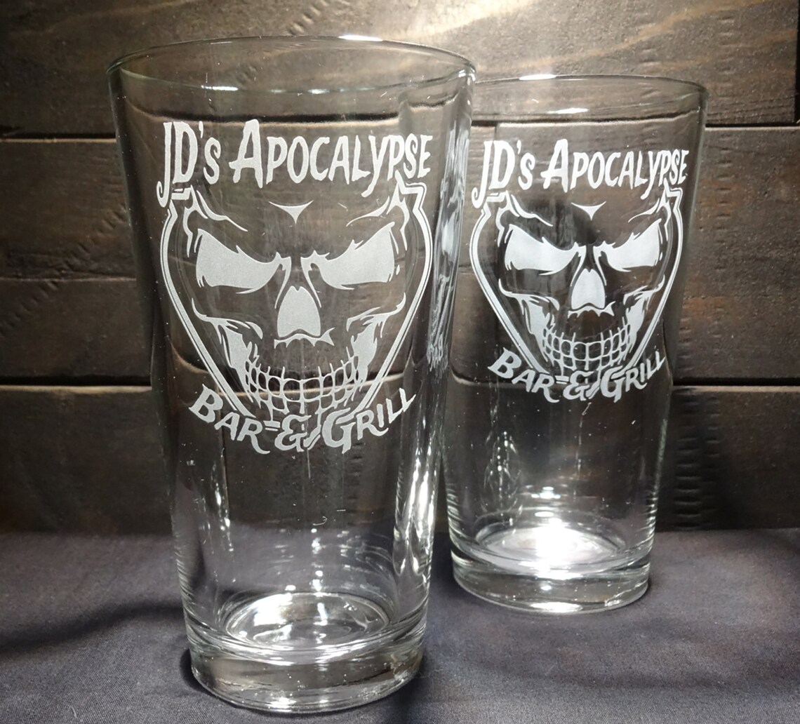Custom Apocalypse Bar Design Etched Pint Glass Personalized - Etsy