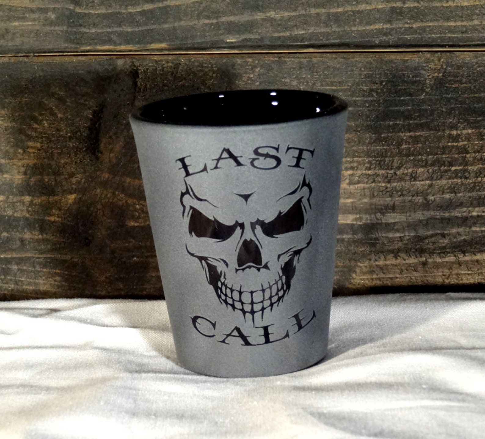Last Call Skull Etched Shot Glass Blackout Glassware Unique - Etsy