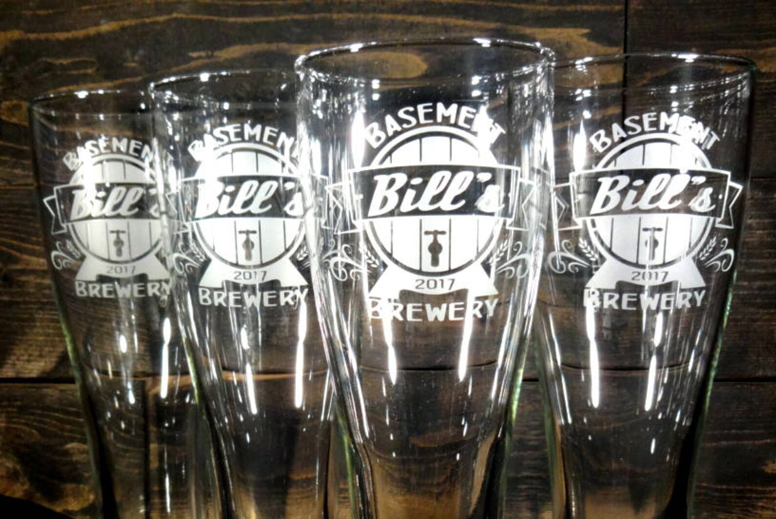 Customized Beer Glasses With Beer Barrel Etched Glass Pilsner - Etsy