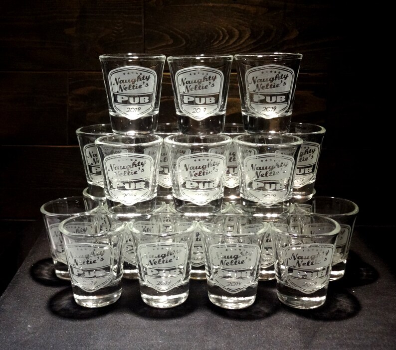 Custom Shot Glass With Retro Pub Label Design Personalized - Etsy