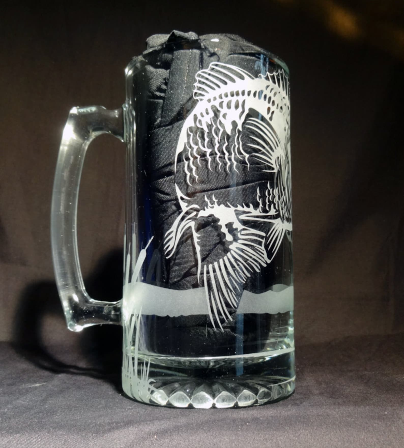 Bass Fishing Mug Etched Beer Mug Fisherman Gift Nature | Etsy