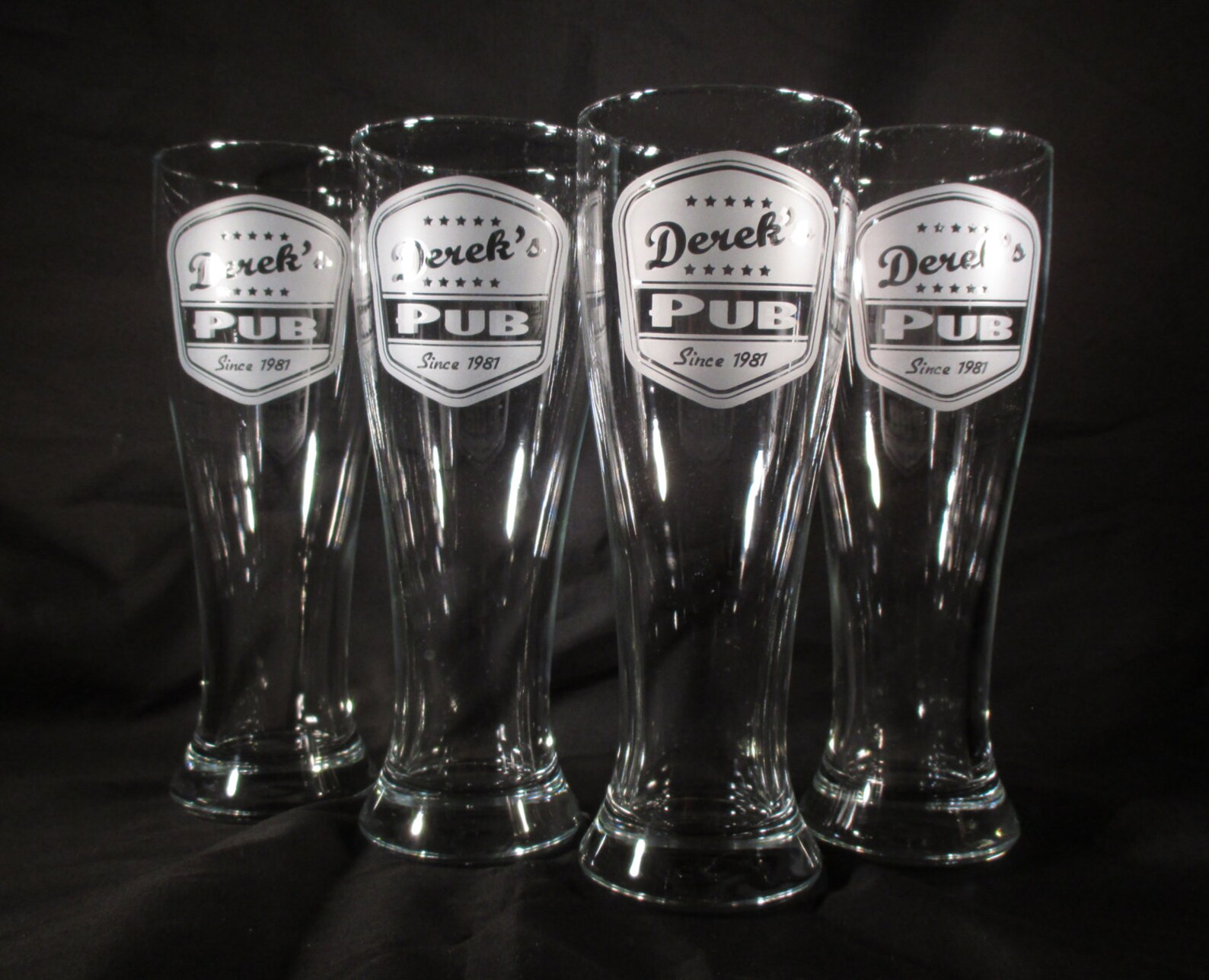 Customized Beer Glasses With Retro Pub Label Etched Glass - Etsy