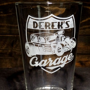 Custom Retro Hot Rod Etched Pint Glass Personalized - Etsy
