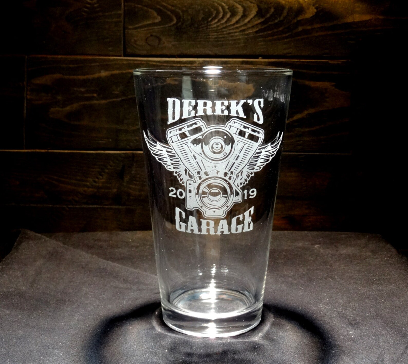 Custom Retro Motorcycle Etched Pint Glass Personalized Engine - Etsy
