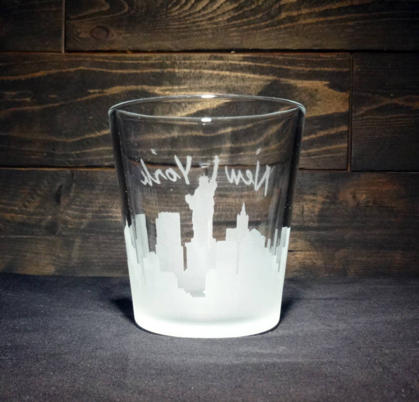 New York City Skyline Glass Etched Rocks Glass Whiskey | Etsy