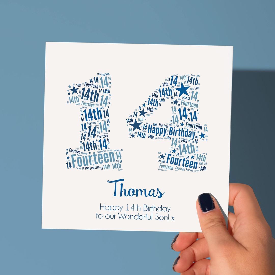 14th Birthday Card for Son | Personalised 14 Year Old Cards for Boy ...