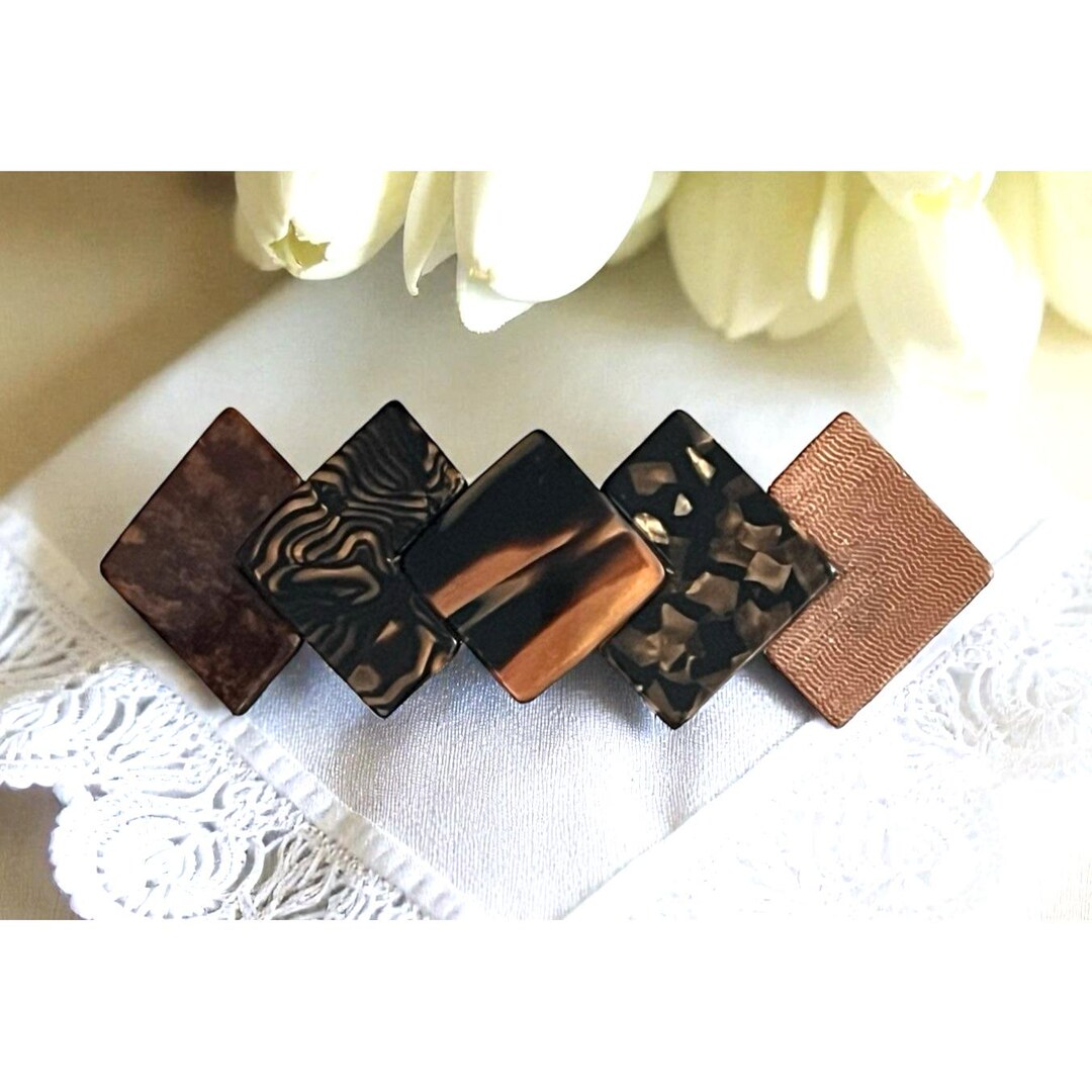 Vintage Faux Tortoiseshell Hair Barrette 5 Squares Multicolor Made in ...