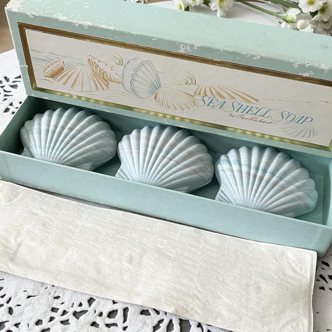 Vintage Blue Sea Shell Soap Ben Rickert Coastal Beach House Soap Set ...
