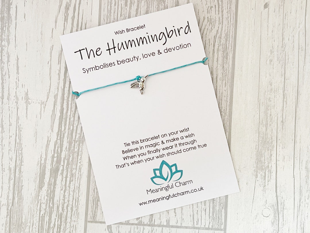 Hummingbird Wish Bracelet: Antique Silver Charm, Adjustable Cord - Etsy