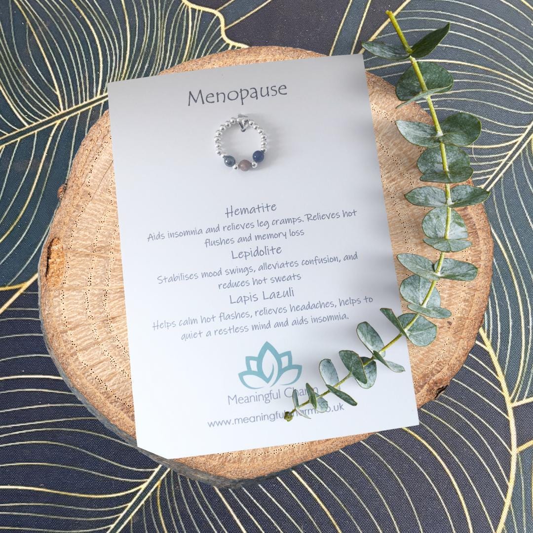 Sterling Silver Menopause Ring: Hematite, Lepidolite, Lapis Lazuli - Etsy