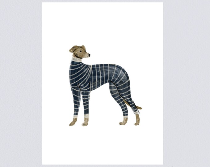 Greyhound Pjs Art Print A5, A4. A3 | Painted Brindle Fawn Greyhound ...