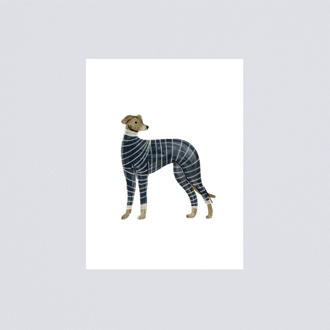 Greyhound Pjs Art Print A5, A4. A3 | Painted Brindle Fawn Greyhound ...