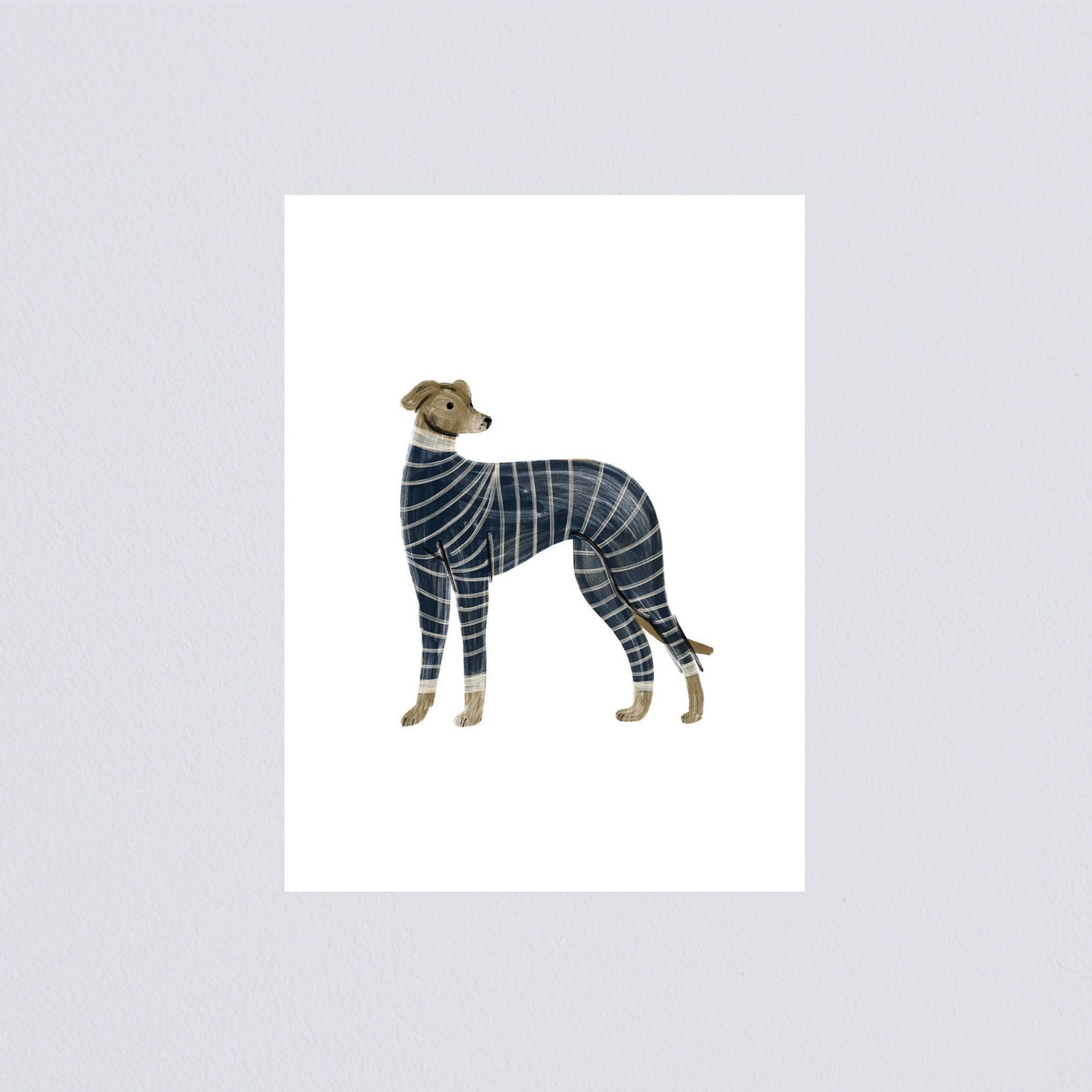 Greyhound Pjs Art Print A5, A4. A3 Painted Brindle Fawn Greyhound ...