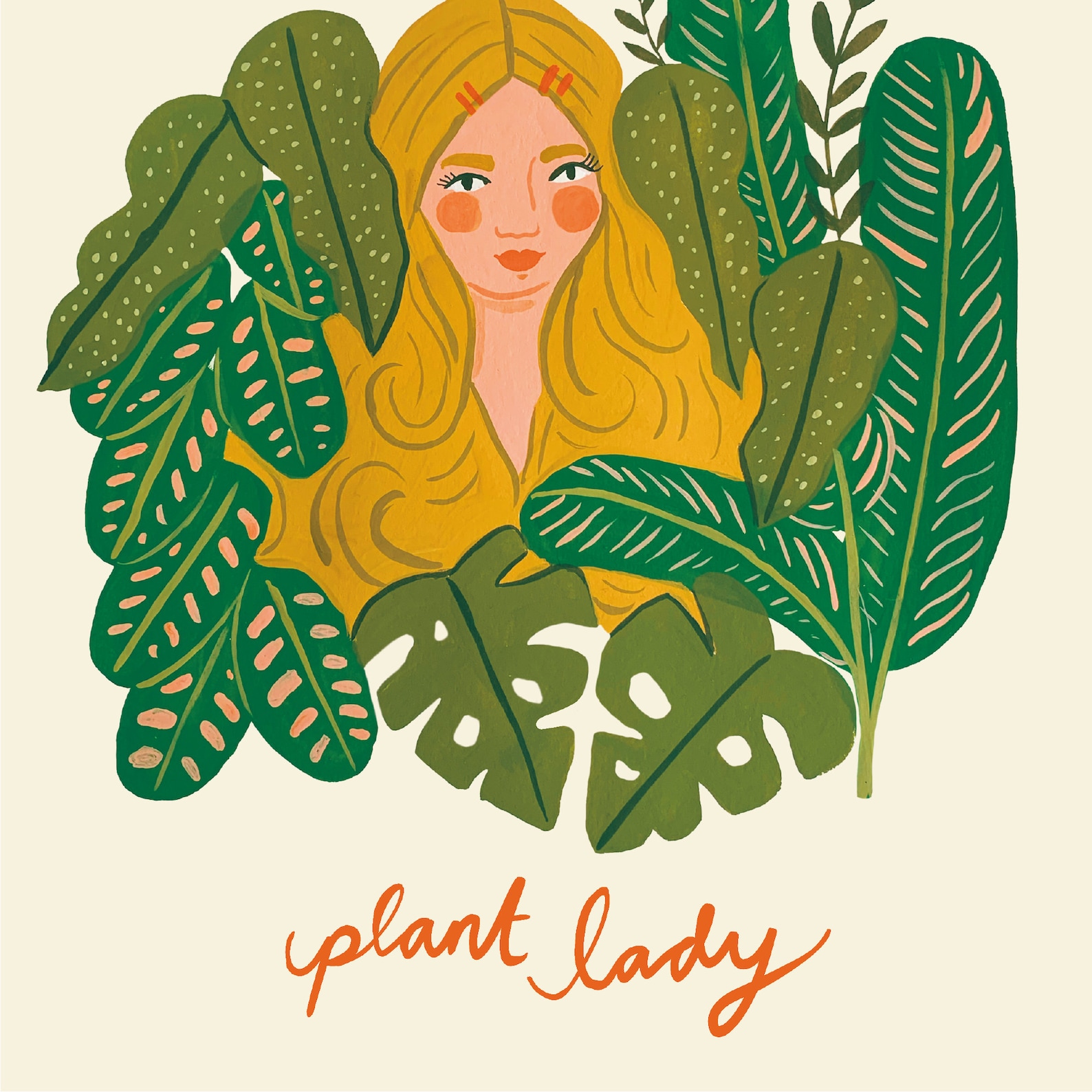 Plant Lady Wall Art Print A5 A4 / Hand Painted House Plant - Etsy
