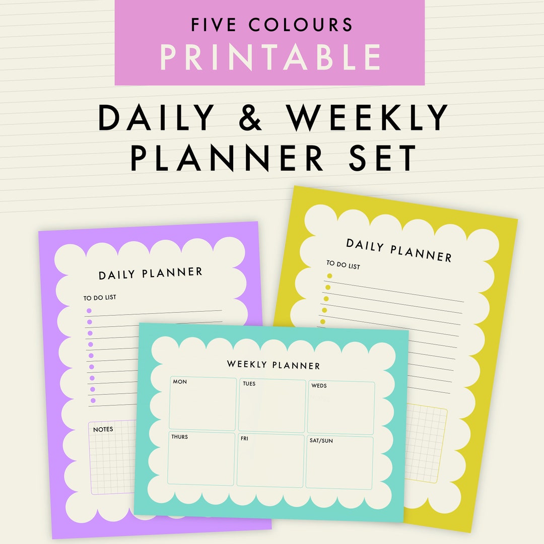 Printable Daily & Weekly Planner Set | Cute Scallop Aesthetic Digital ...