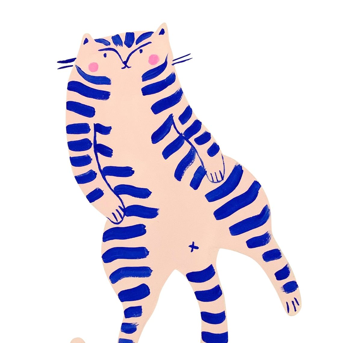 Fat Cat Wall Art Print A5 A4 / Hand Painted Cat Home Decor / - Etsy UK