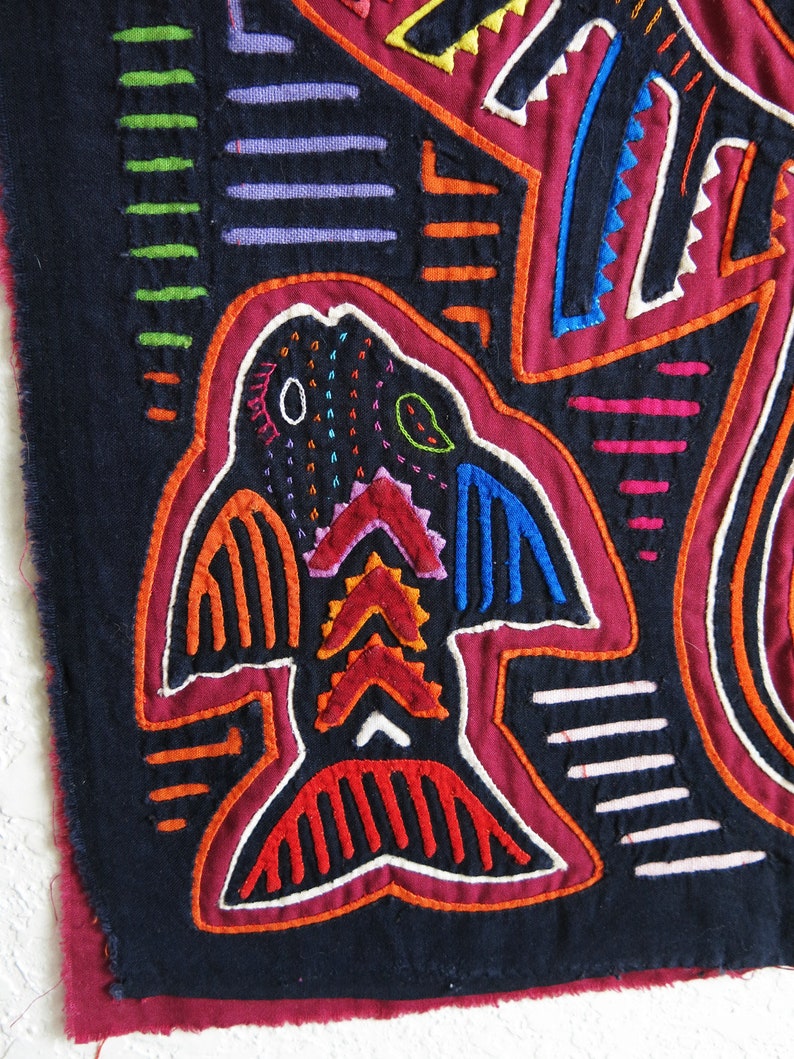 Vintage San Blas Kuna Indian Mola of Sea Creature Stingray Vintage Kuna ...