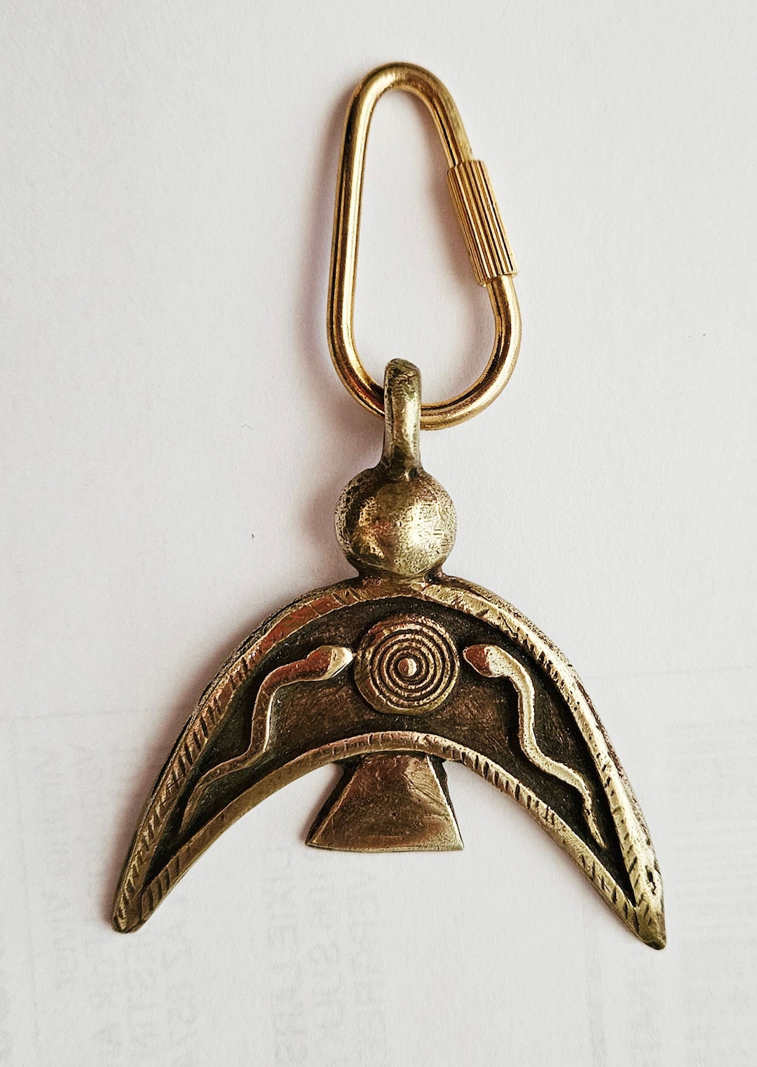 Vintage African Tribal Bronze Keyring - Kiln Fired Bronze Large Keyring ...