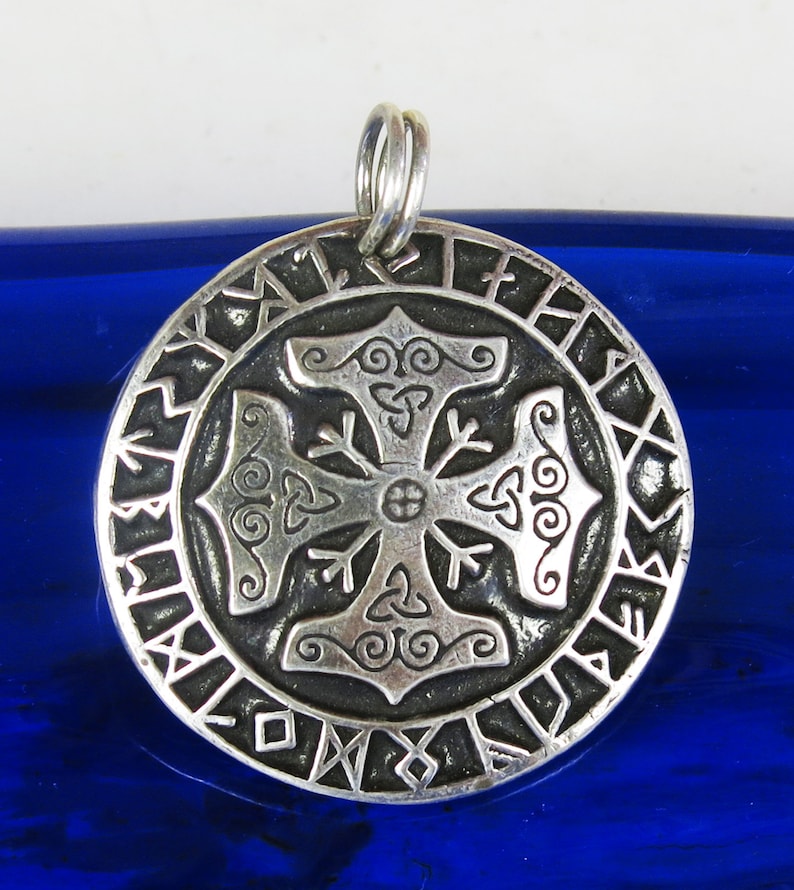 Viking Celtic Cross With Rune Calendar Pendant Gift Large Sterling ...