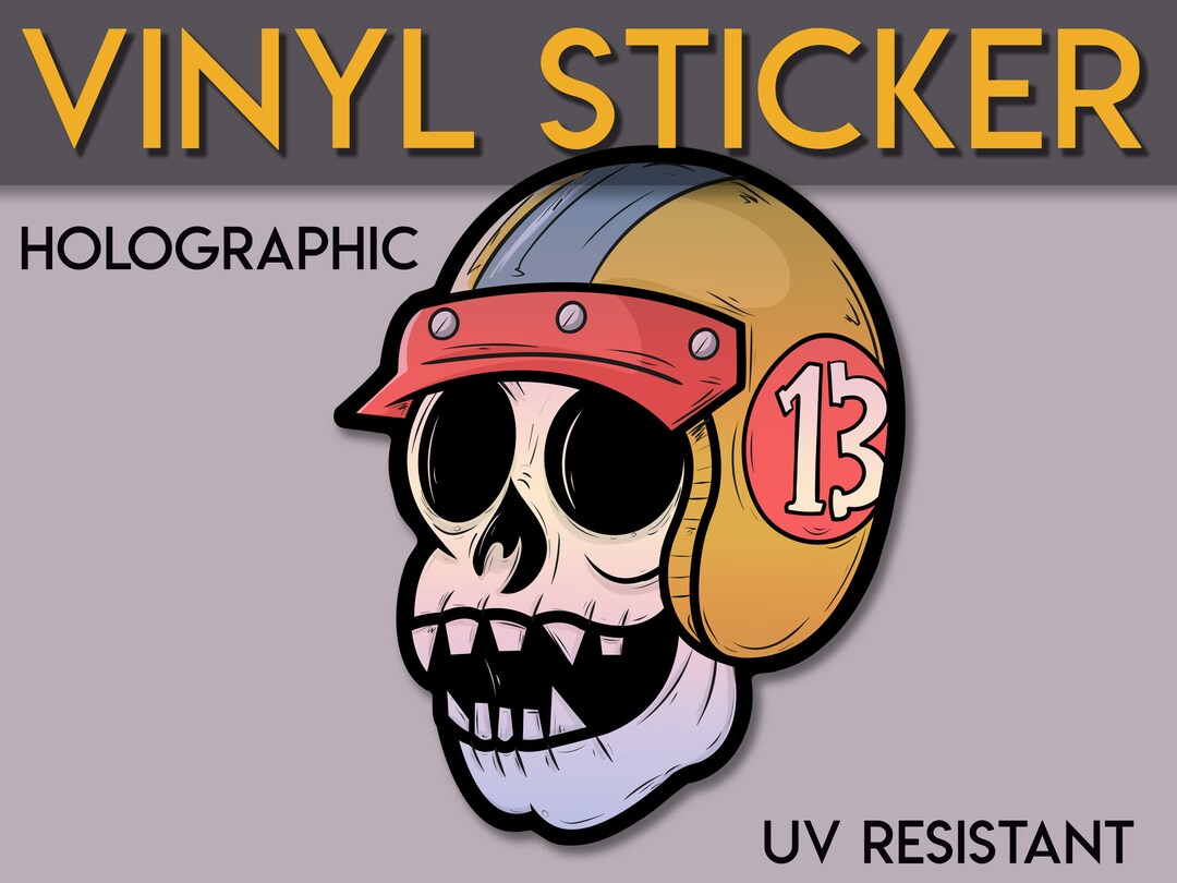 Monkey Skull & Helmet Sticker (holographic) - Etsy