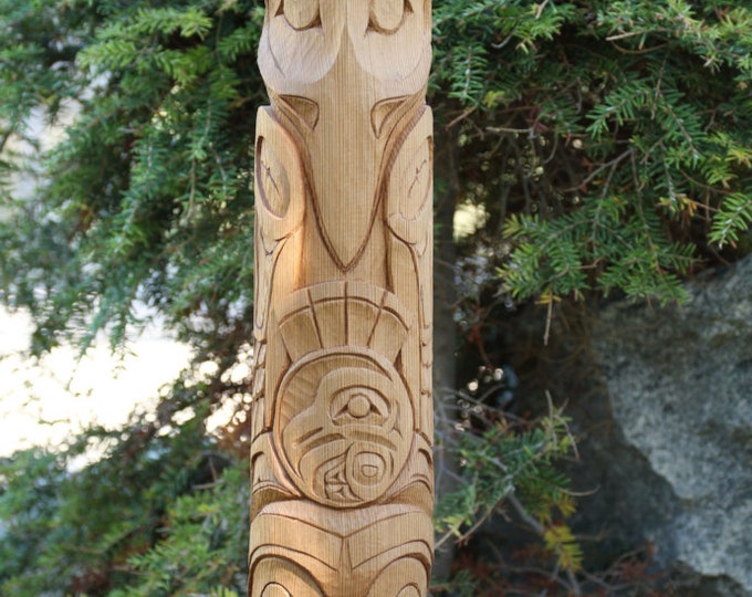 Hand-carved Native American Totem Pole - Woodcarving, Western Red Cedar ...
