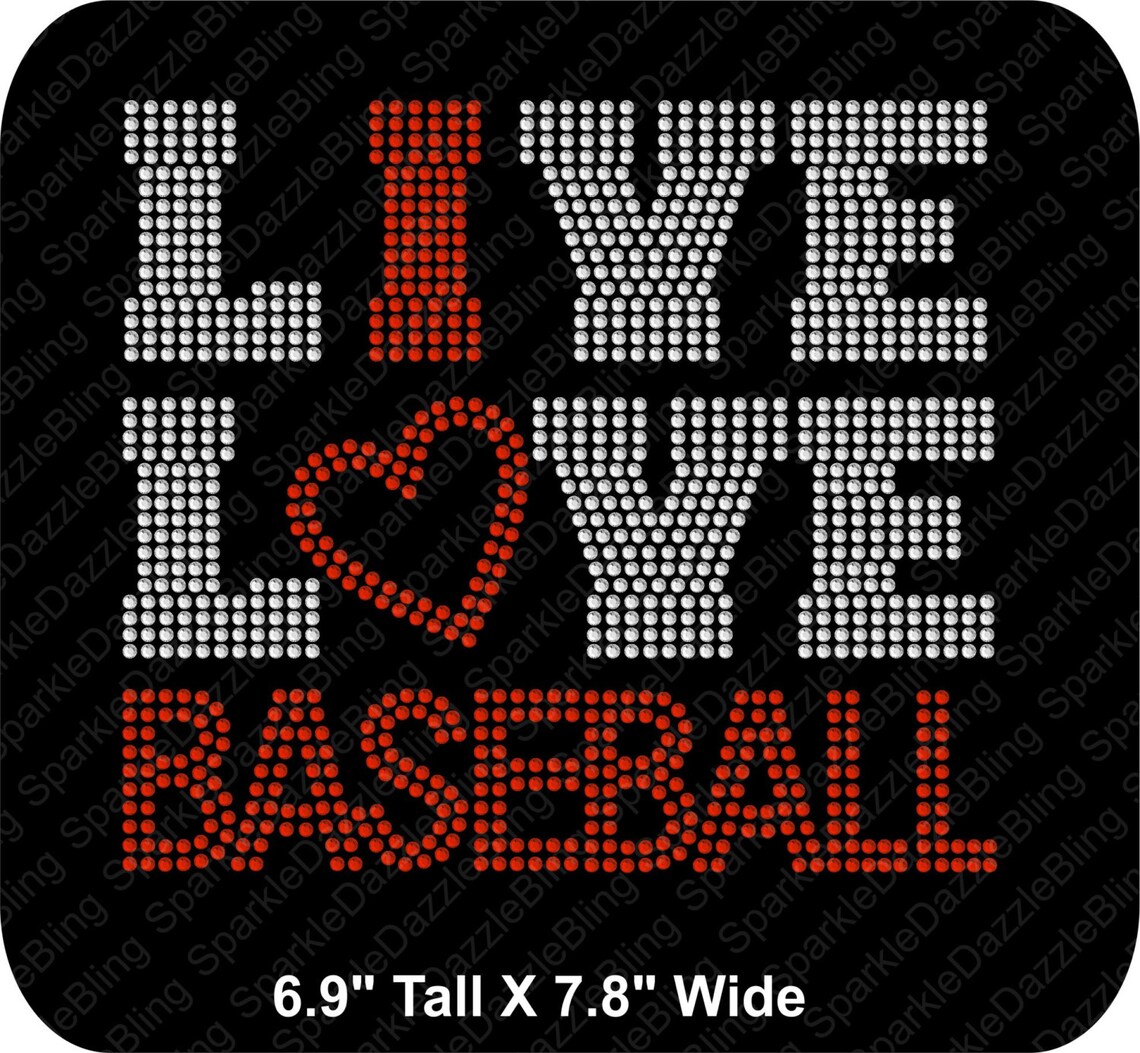 BASEBALL Rhinestone Template Instant Download Live Love Baseball Heart ...